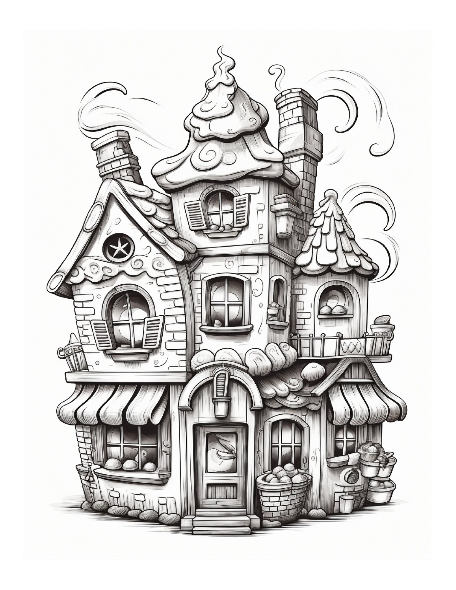 Sweet House Candy House Coloring Pages Instant Download Coloring Pages ...