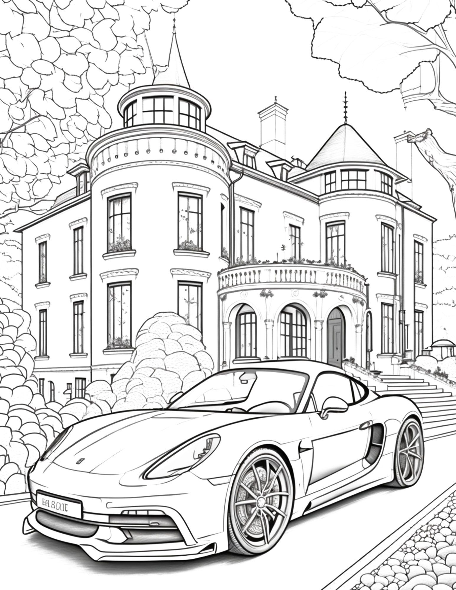 Luxury Cars Coloring Pages Fancy Cars Adult Coloring Pages - Etsy