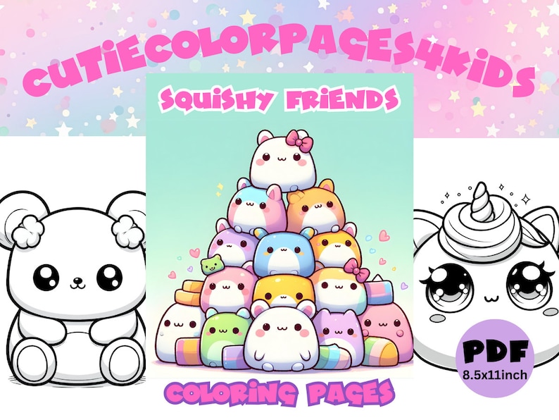 50 Squishy Friends Coloring Pages - Etsy