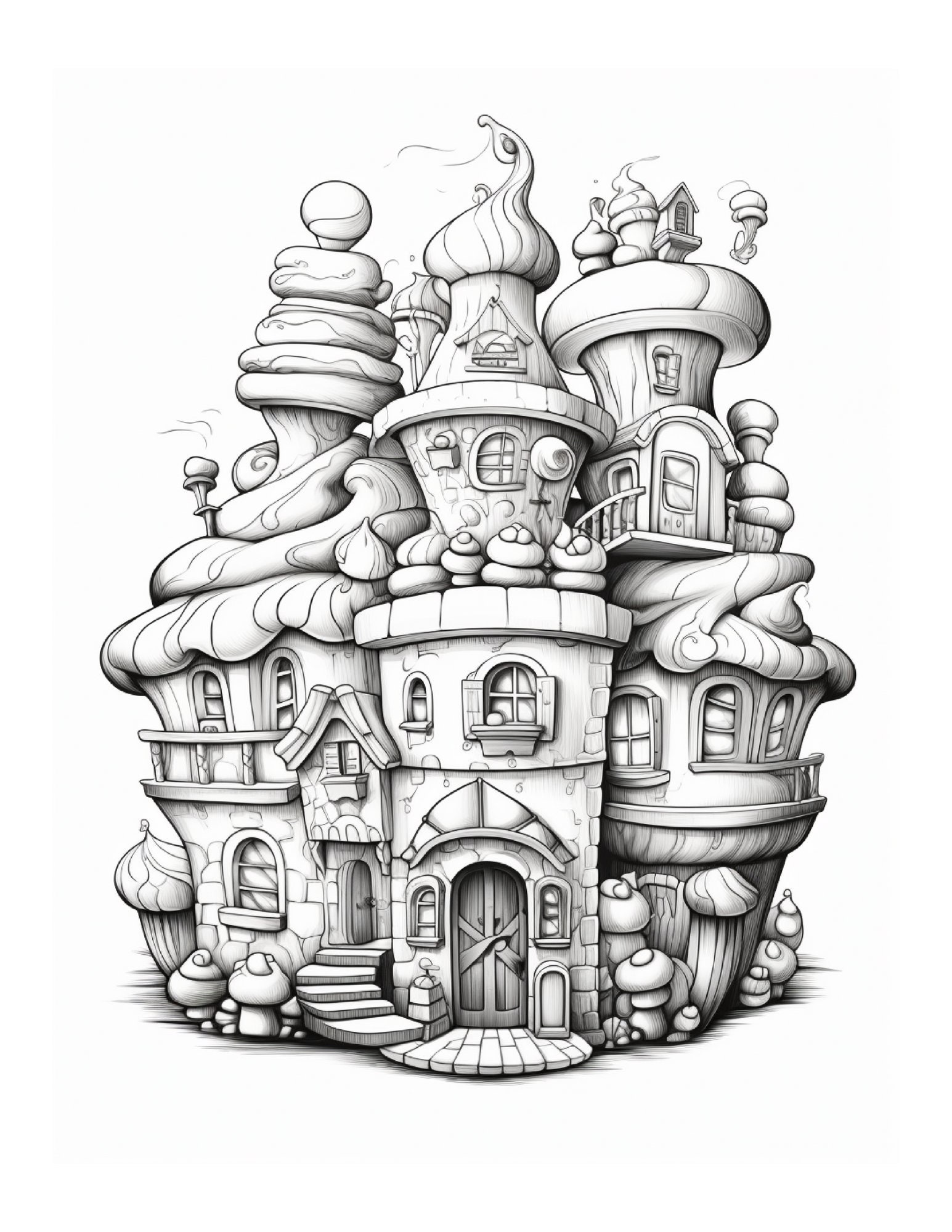 Sweet House Candy House Coloring Pages Instant Download Coloring Pages ...