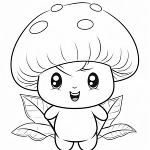 50 Kawaii Cute Mushroom Coloring Pages - Etsy