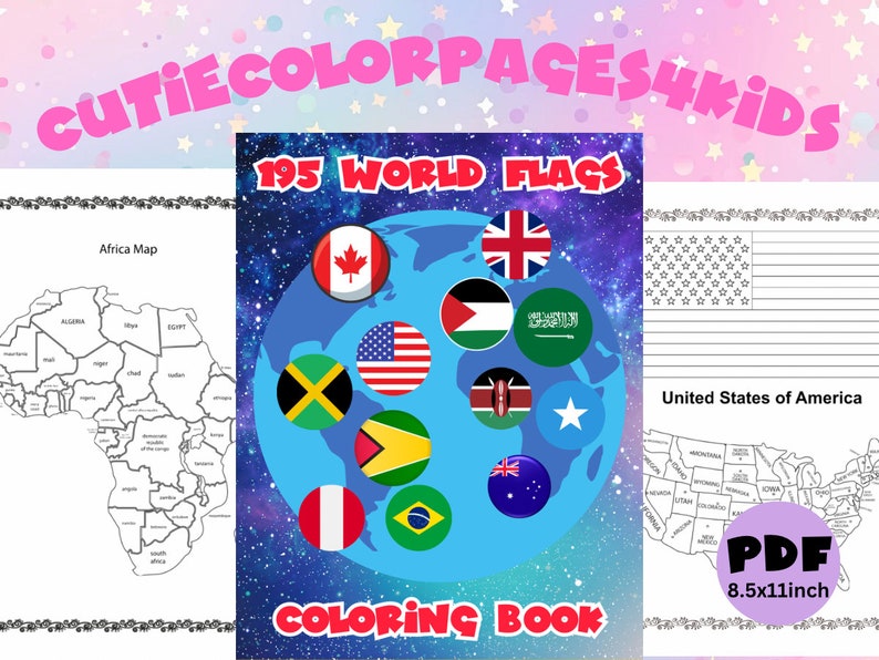 195 World Flags Coloring Pages - Etsy Australia