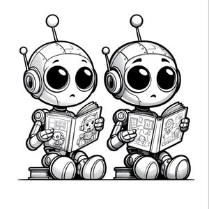 Super Simple Super Cute Robot Coloring Pages - Etsy