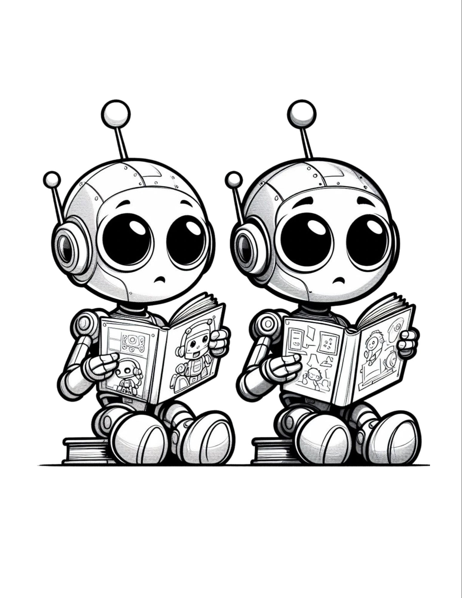 Super Simple Super Cute Robot Coloring Pages - Etsy