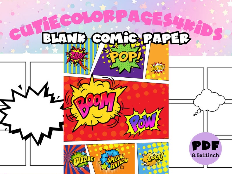 Blank Comic Paper Instant Download Comic Strip Pages for Kids Design ...
