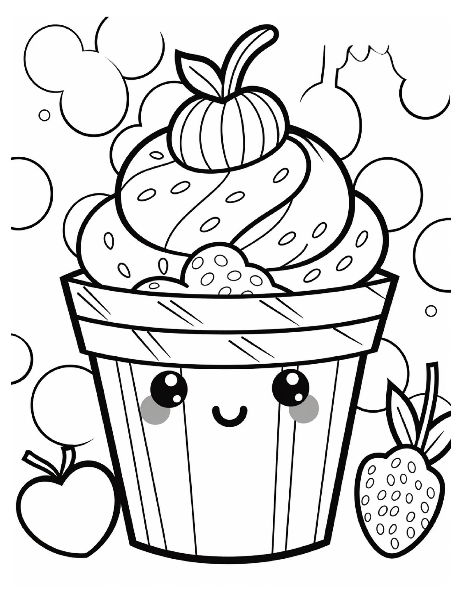 Kawaii Cute Foods Coloring Pages - Etsy