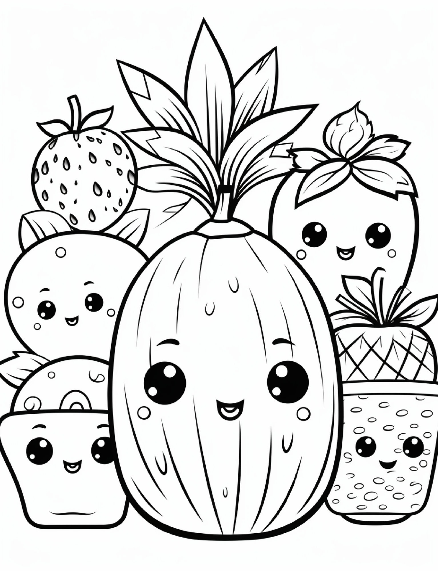 50 Kawaii Cute Foods Coloring Pages - Etsy