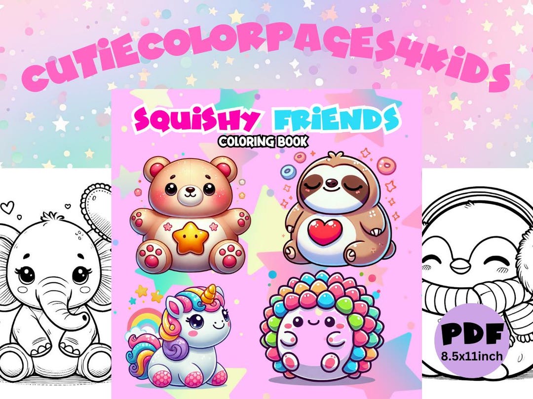 Squishy Friends Coloring Pages - Etsy