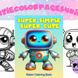 Super Simple Super Cute Robot Coloring Pages - Etsy