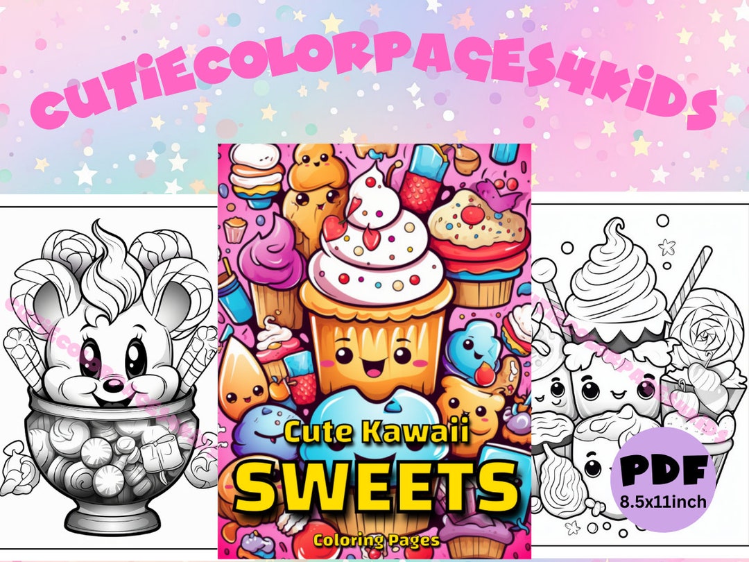 50 Cute Kawaii CANDY Coloring Pages - Etsy