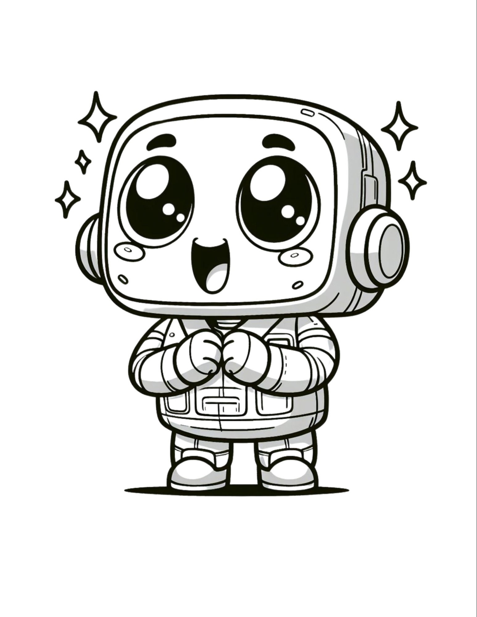 Super Simple Super Cute Robot Coloring Pages - Etsy