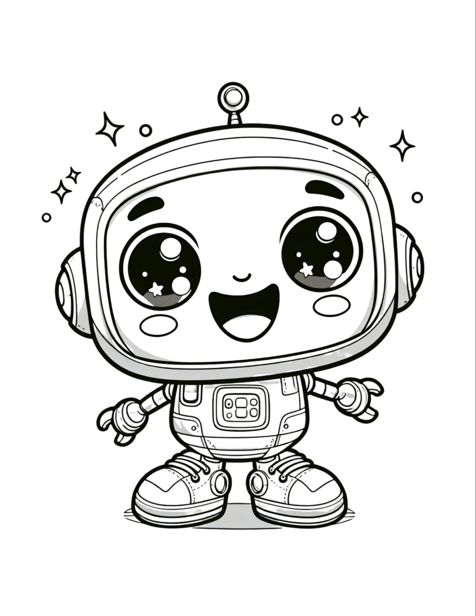 Super Simple Super Cute Robot Coloring Pages - Etsy