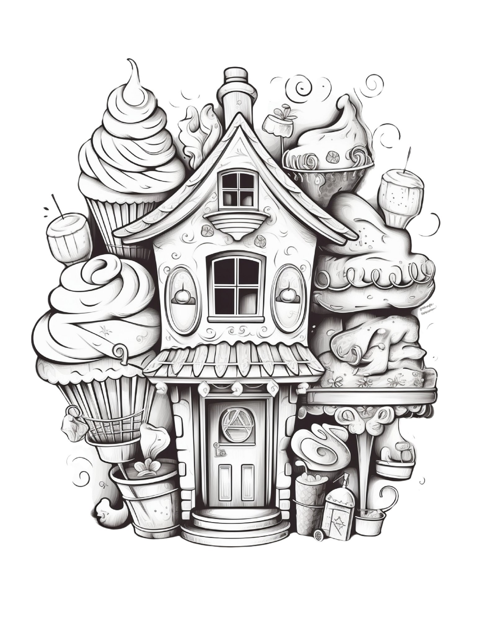 Sweet House Candy House Coloring Pages Instant Download Coloring Pages ...