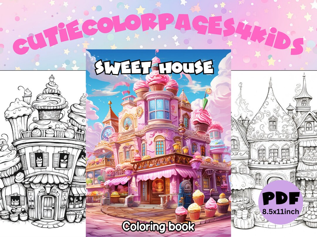 Sweet House Coloring Pages - Etsy