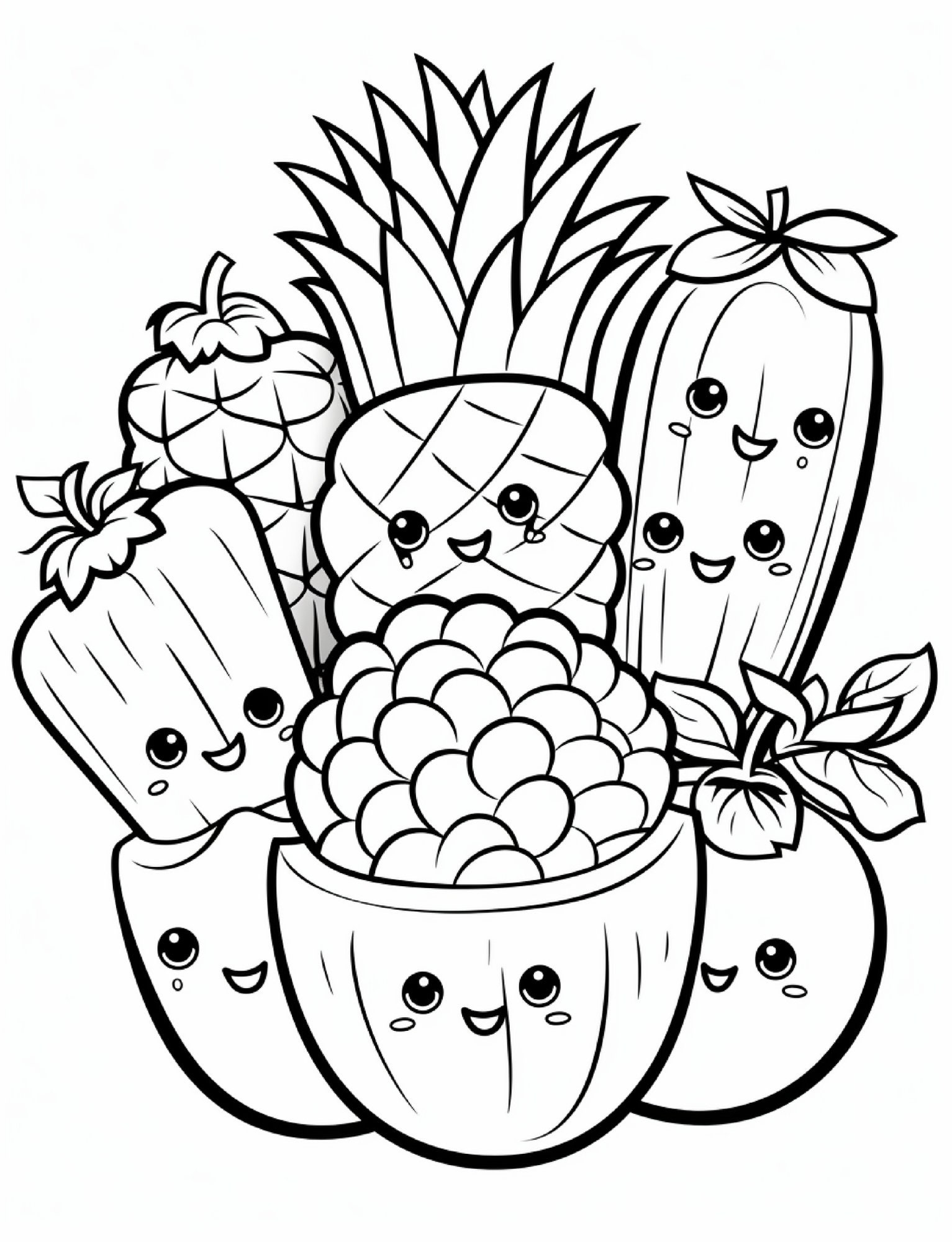 Kawaii Cute Foods Coloring Pages - Etsy