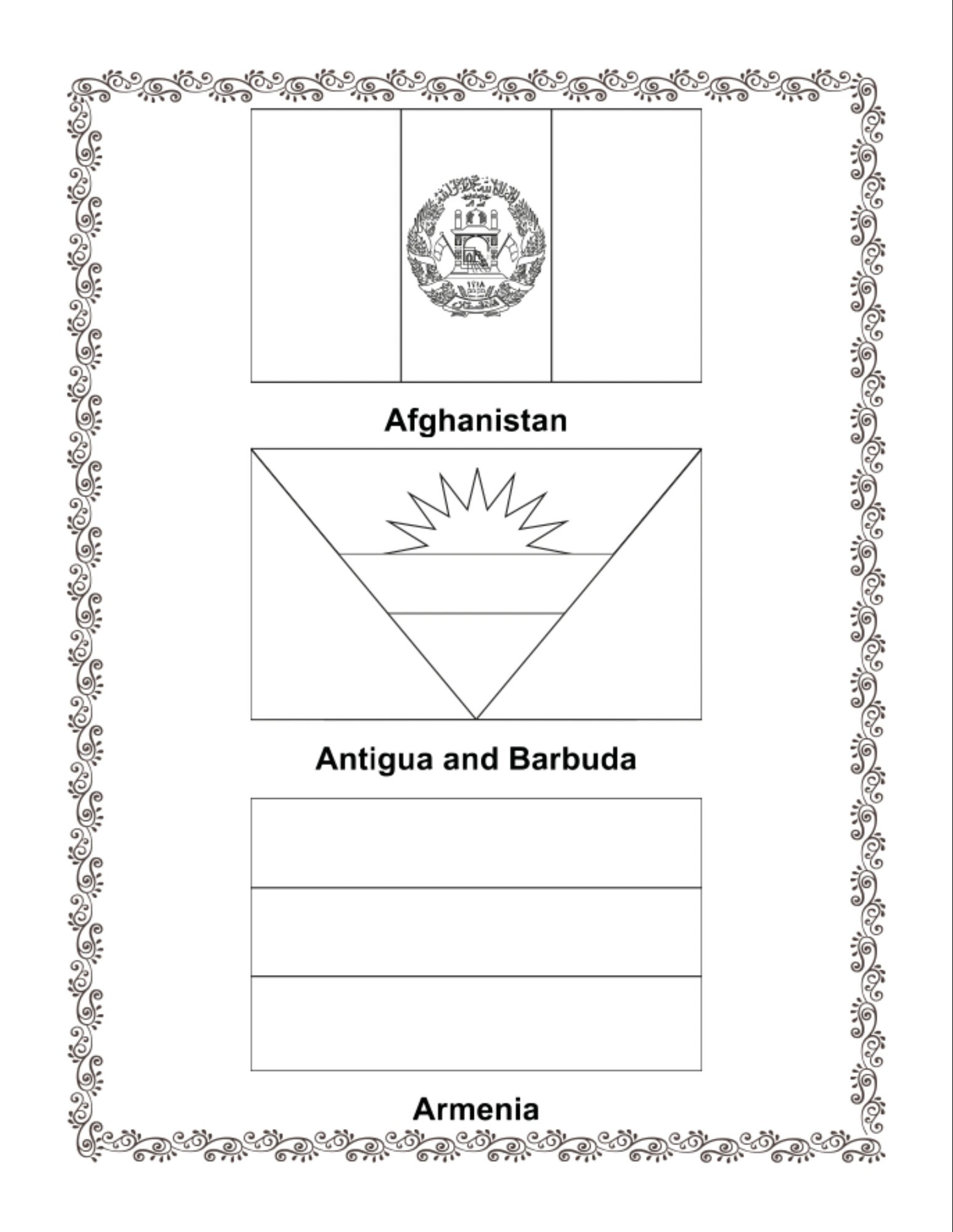 195 World Flags Coloring Pages - Etsy Australia