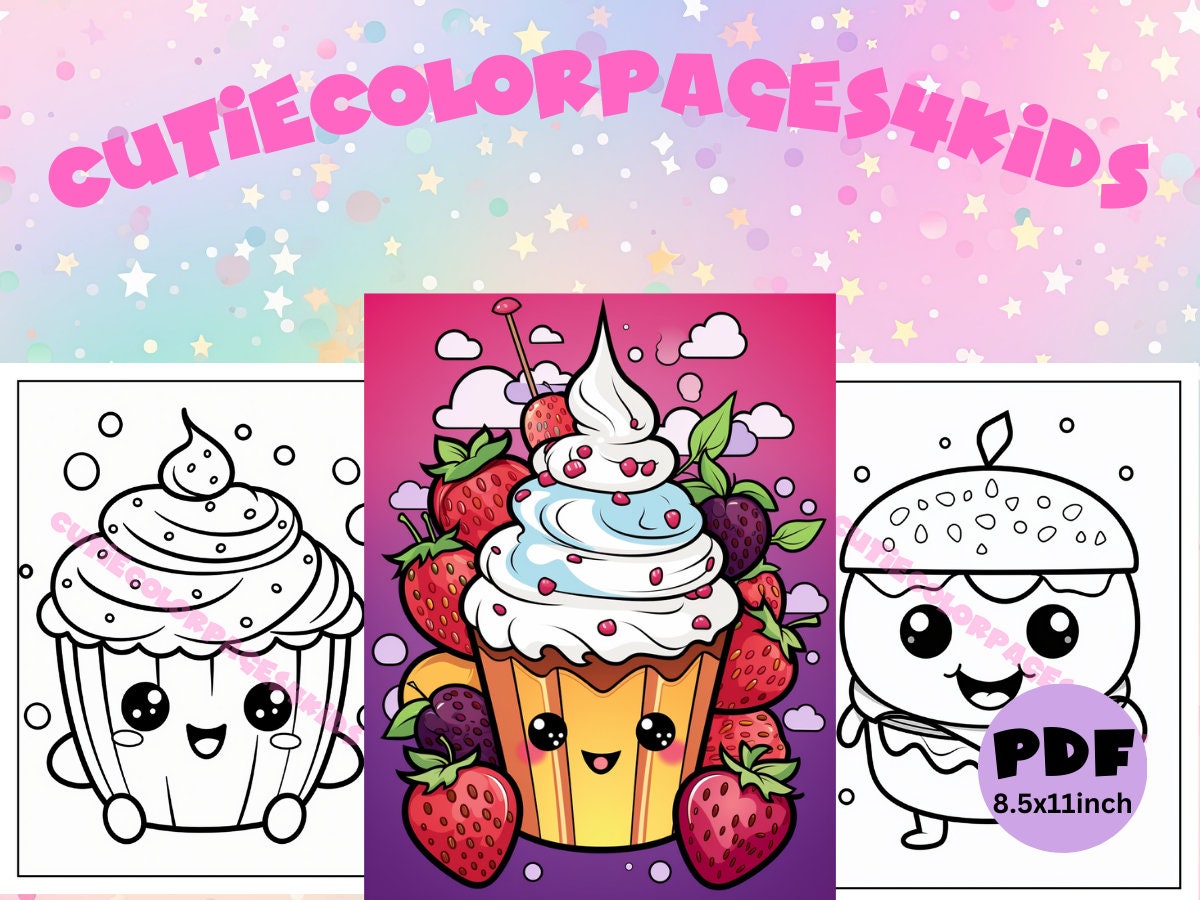50 Cute Kawaii Coloring Pages - Etsy