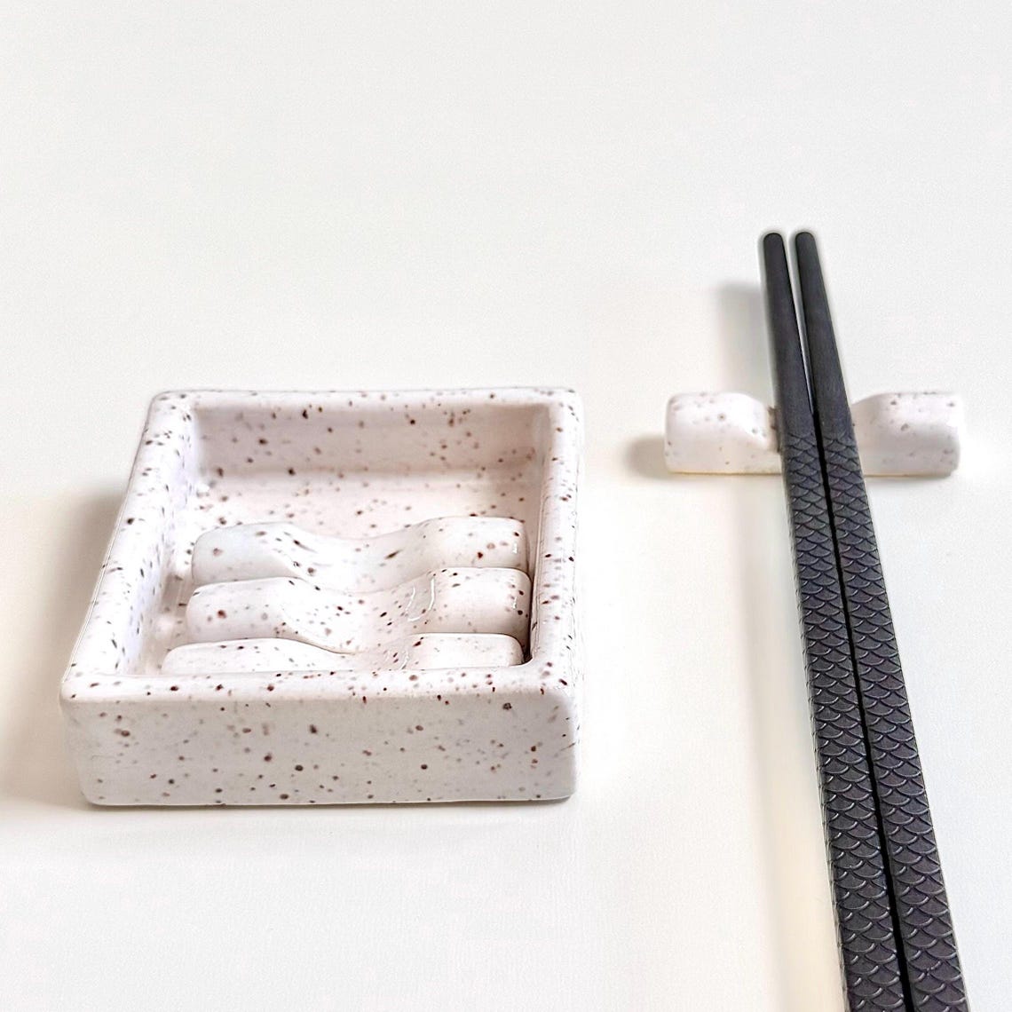 Set of 4 Ceramic Chopsticks Rests With Storage Box - SMALL or MEDIUM ...