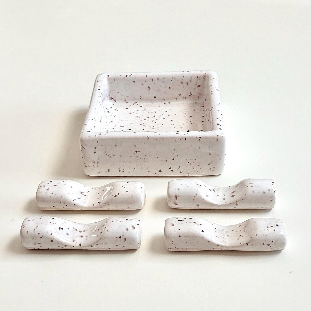 Set of 4 Ceramic Chopsticks Rests With Storage Box - SMALL or MEDIUM ...