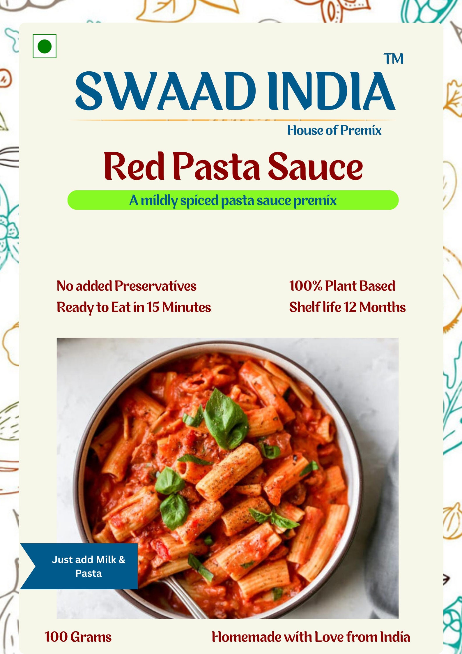 Red Tomato Pasta Sauce Powder Premix, Just Add Milk & Pasta, No ...