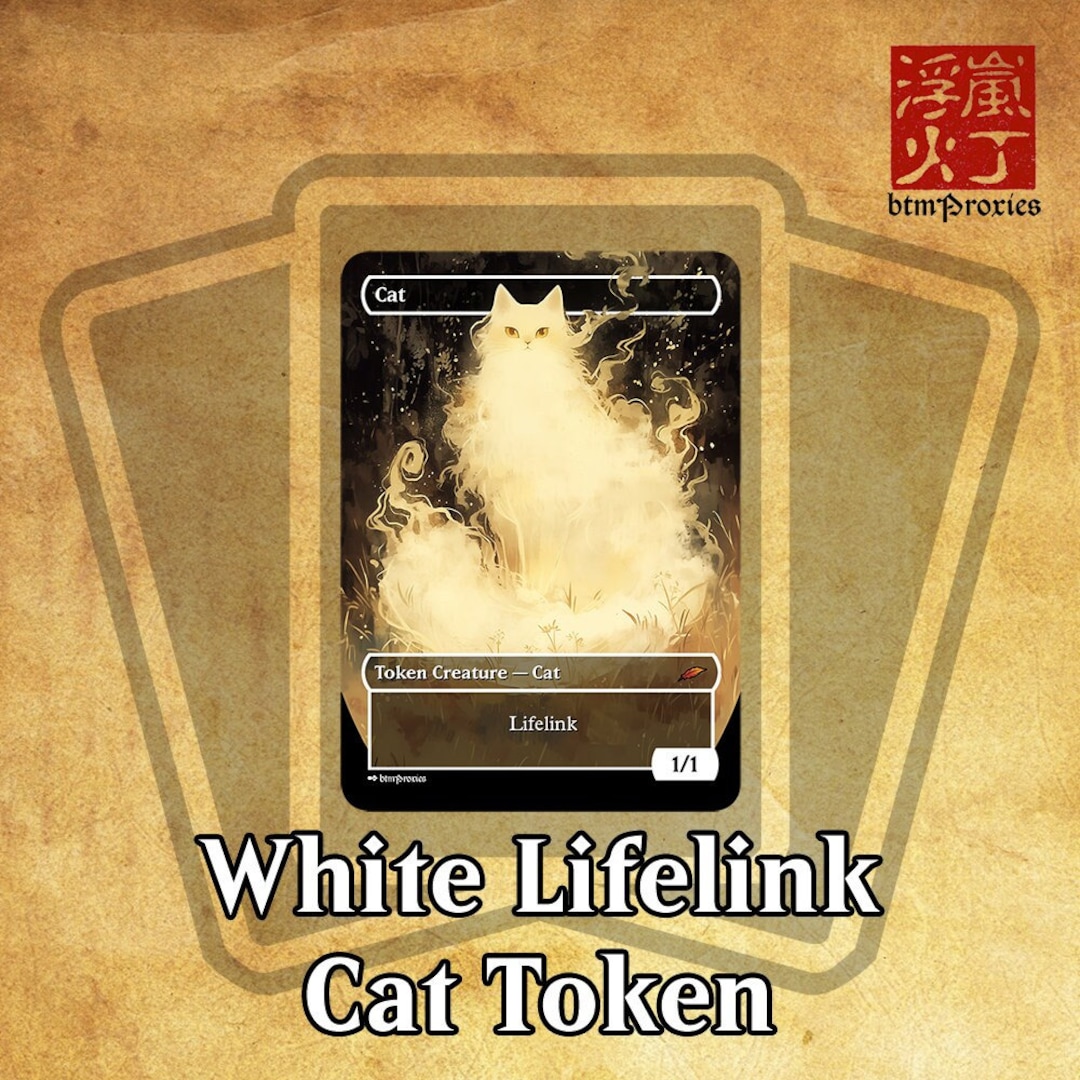 White Lifelink Cat Token - Etsy White Lifelink Cat Token - Etsy