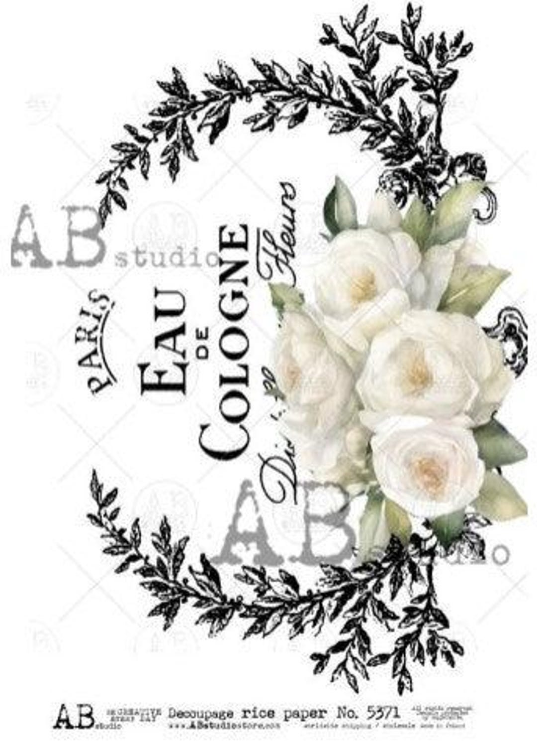Decoupage Rice Paper Eau De Cologne Design 5371 – Vintage Floral Craft ...