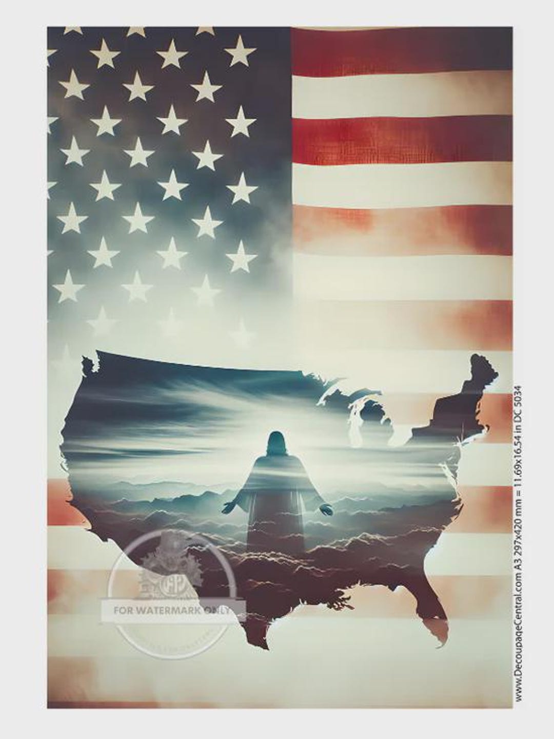 A3 One Nation Decoupage Rice Paper DC5034 for Patriotic Crafts ...