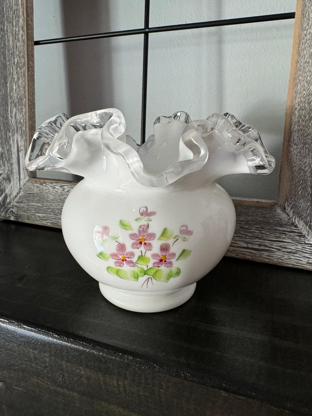 Vintage Fenton Silver Crest Bowl - Etsy