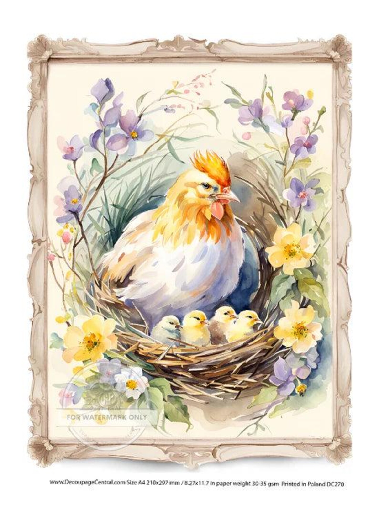 A4 Spring Hen on Nest Decoupage Paper DC270 - Etsy