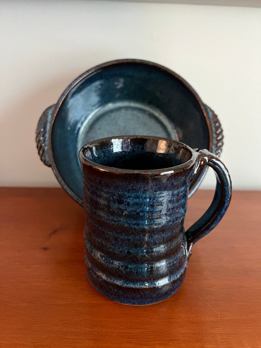 Handmade Pottery Bowl + Mug Set – Rustic Ceramic Dishware, Durable ...