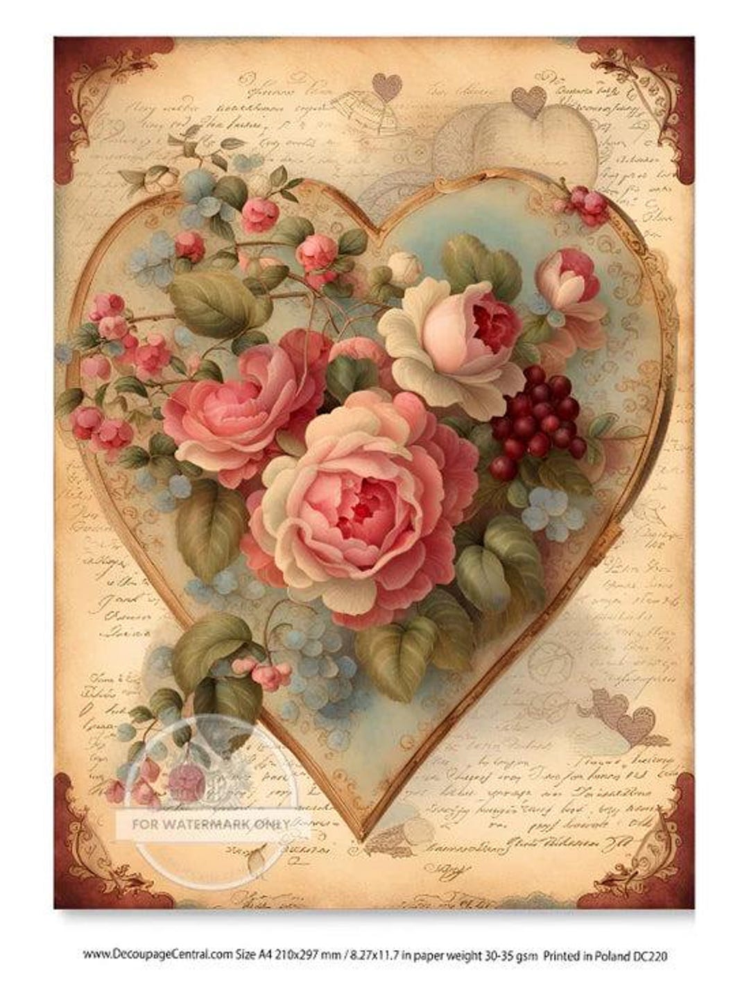 A4 Victorian Heart Rice Paper - DC220 - Etsy
