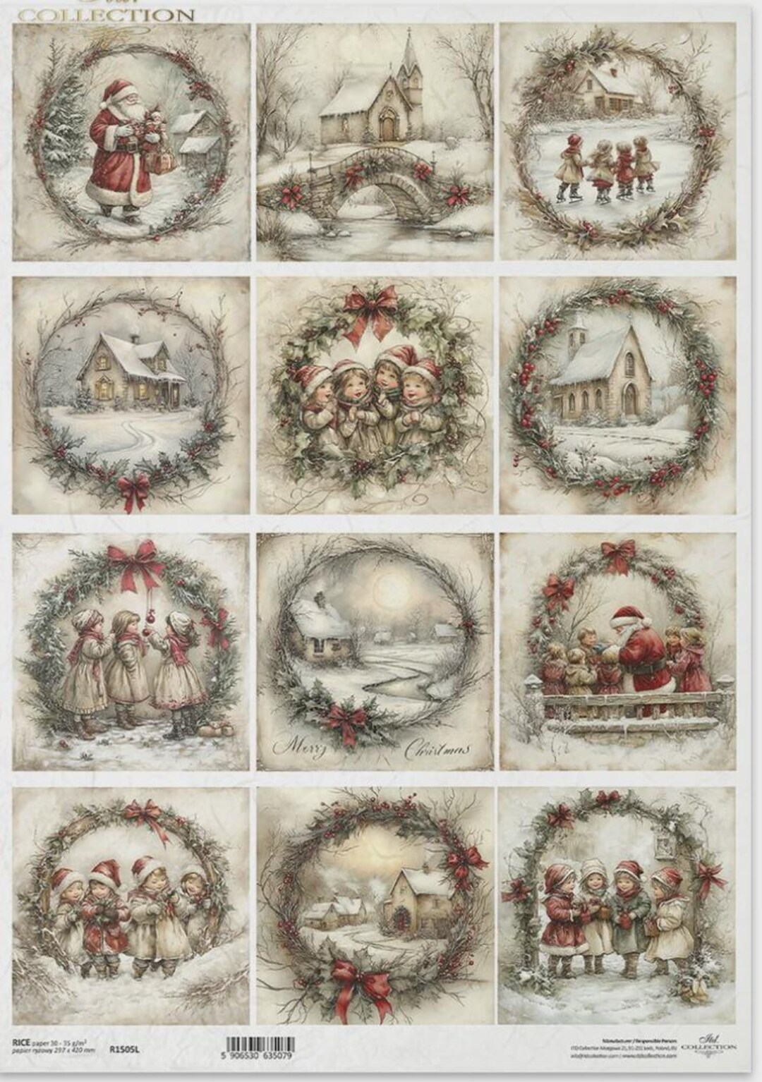 A3 Christmas Winter 3.75"x3.75"x Square Decoupage Rice Paper R1505 - Etsy