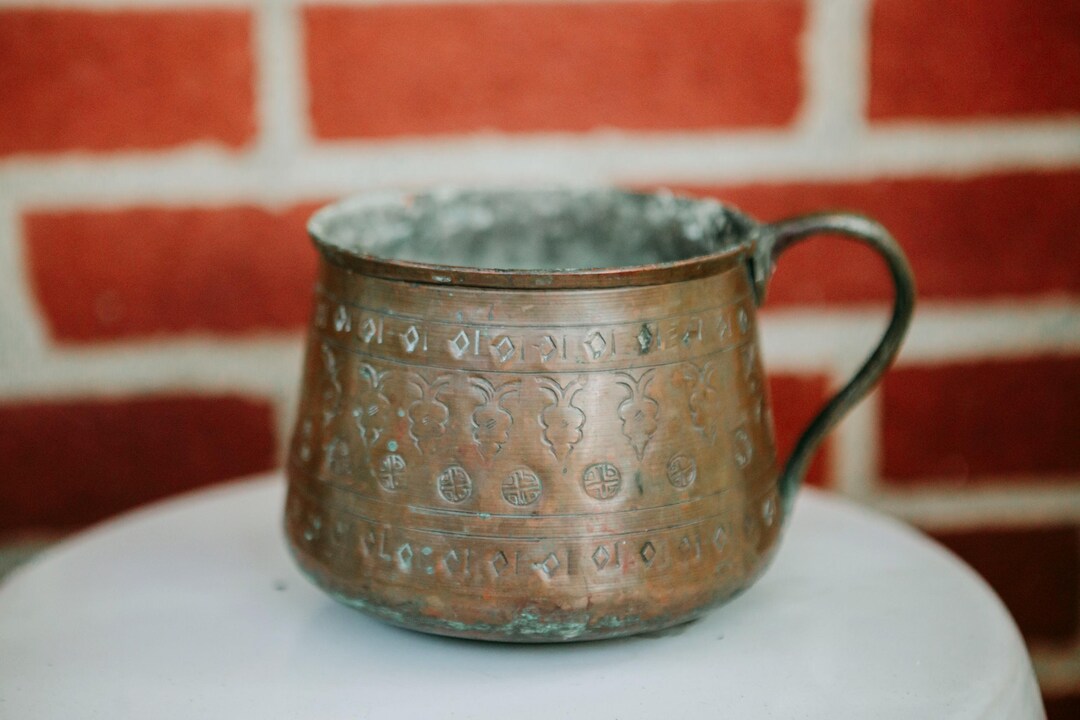 Vintage Etched | Engraved | Copper Pot | Patina | FREE SHIPPING - Etsy