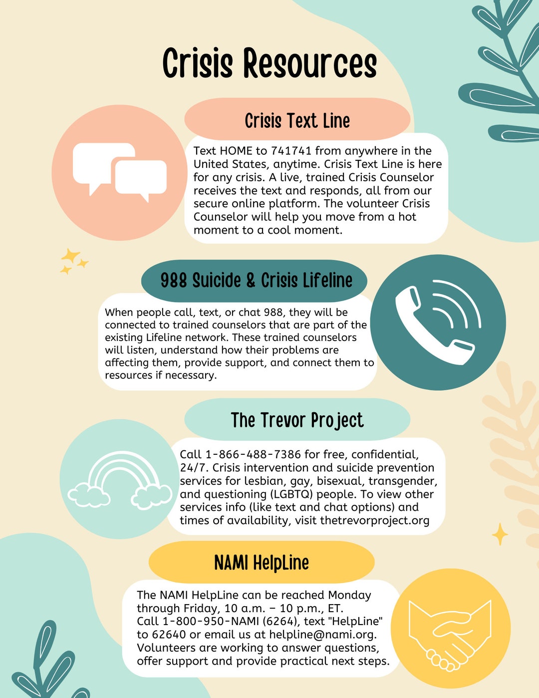 Counseling Crisis Resources - Etsy