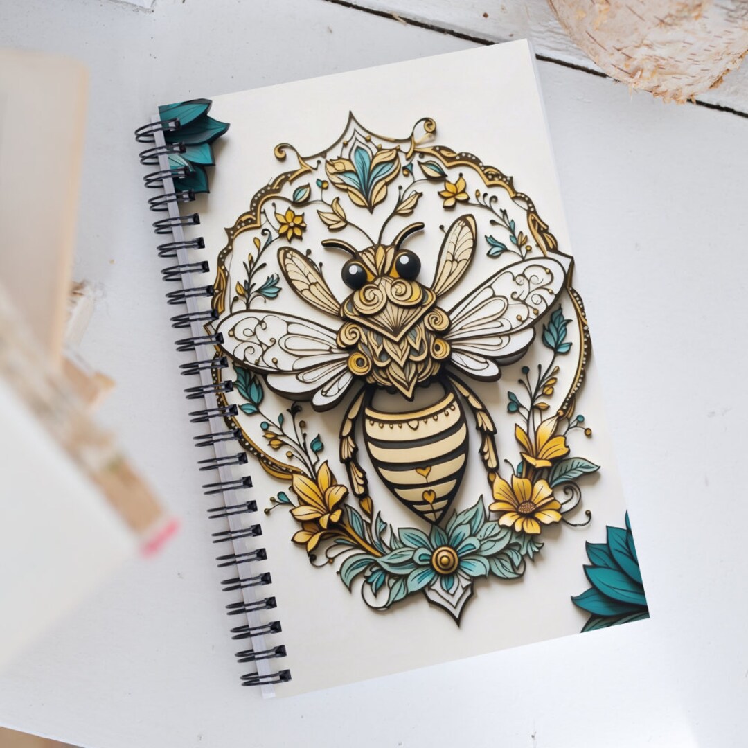Honeybee Journal Sketchbook Gift Flower Art Deco Honey Bee - Etsy