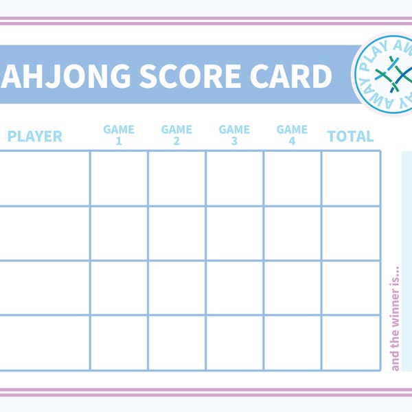 Mahjong Score Template - Etsy UK