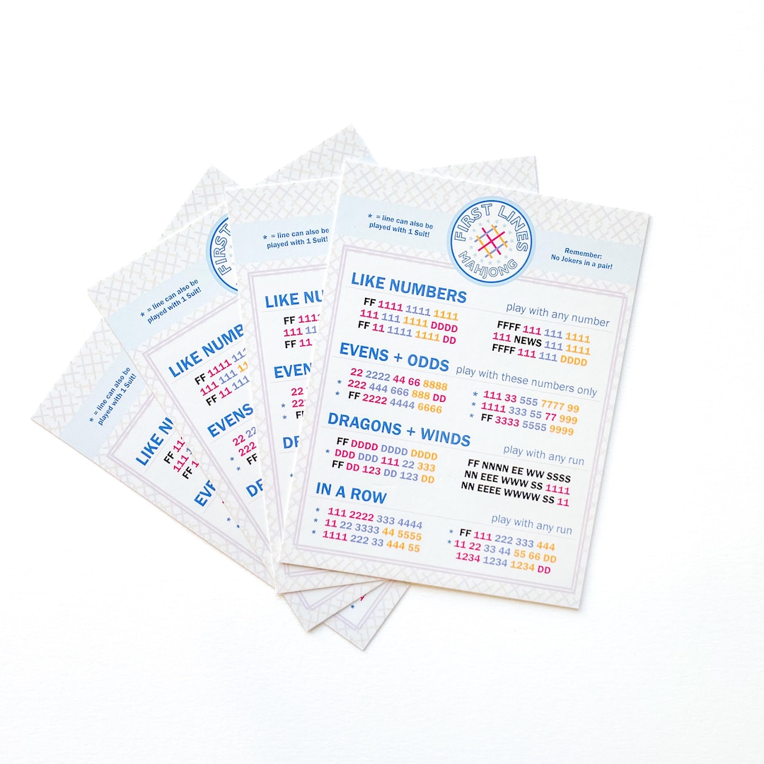 First Lines Simplified Mahjong Line Card Starter Beginner Kids Intro ...