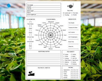 Tea Tasting Notes Journal PDF Printable Download Template Sheet to ...