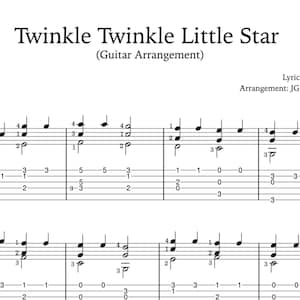 Twinkle Twinkle Little Star Guitar Sheet Music With Tabs Chords, Melody ...