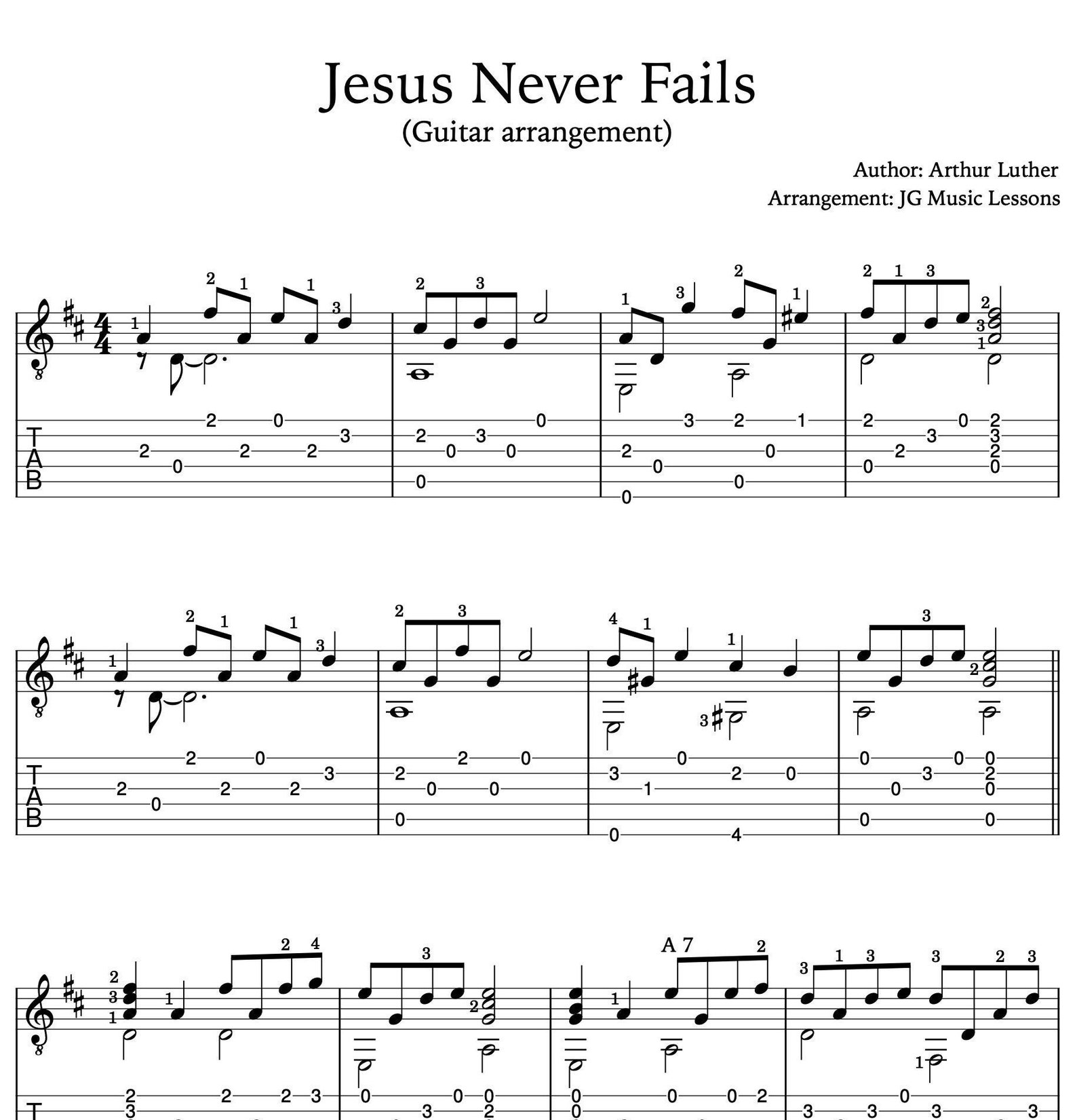 Jesus Never Fails Guitar Sheet Music (chords, Melody, Fingerpicking) - Etsy
