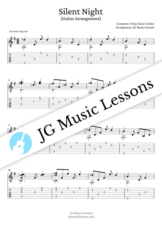 Silent Night Guitar Tabs Sheet Silent Night (CHRISTMAS) BAss Guitar