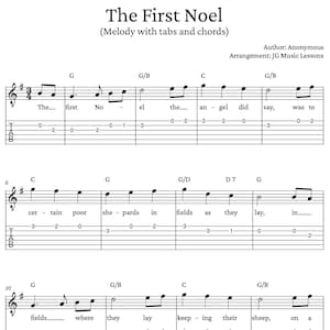 The First Noel Guitar Sheet Music With Tabs - Chords, Melody, and ...