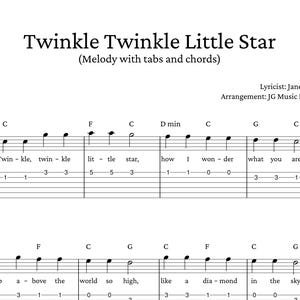 Twinkle Twinkle Little Star Guitar Tabs and Chords (digital Download ...