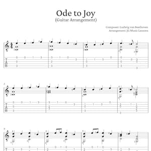Ode to Joy Guitar Sheet Music, Tabs & Chords (easy Fingerpicking) - Etsy