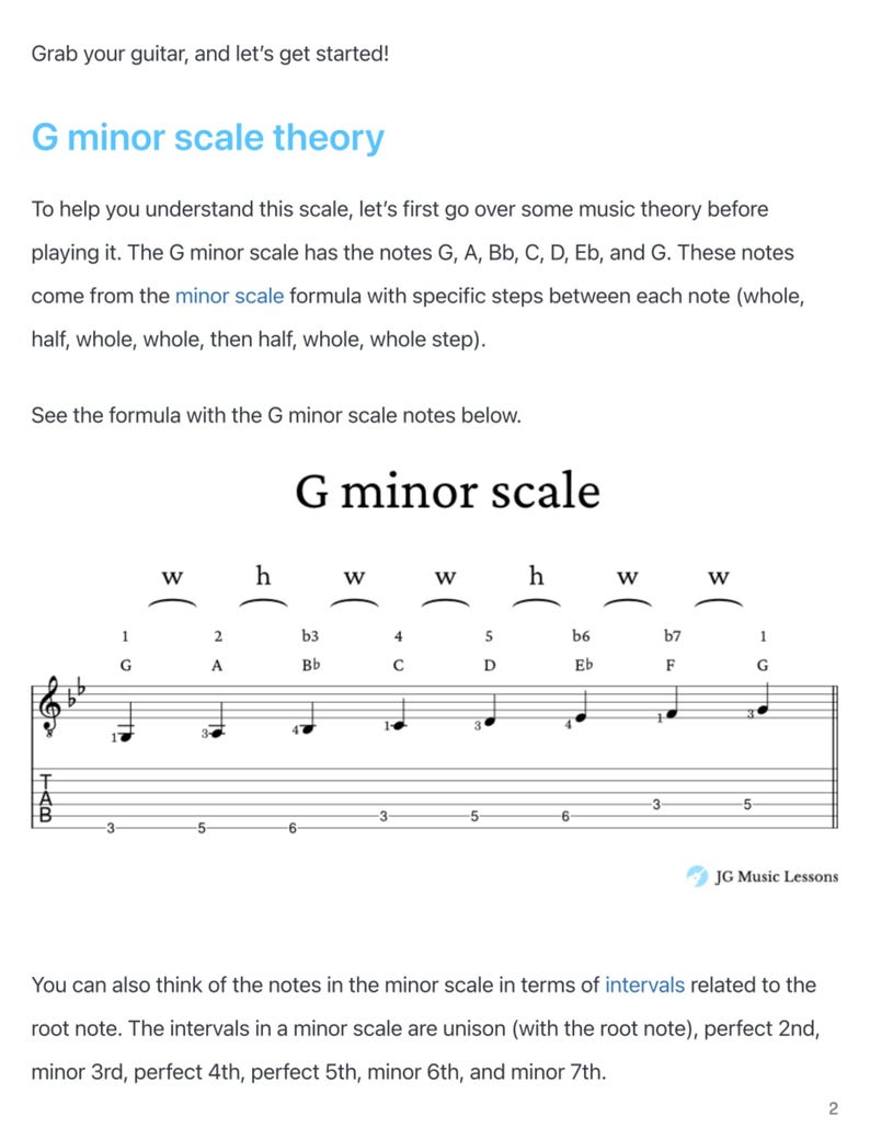 How to Play the G Minor Scale on Guitar – Lesson PDF - Etsy