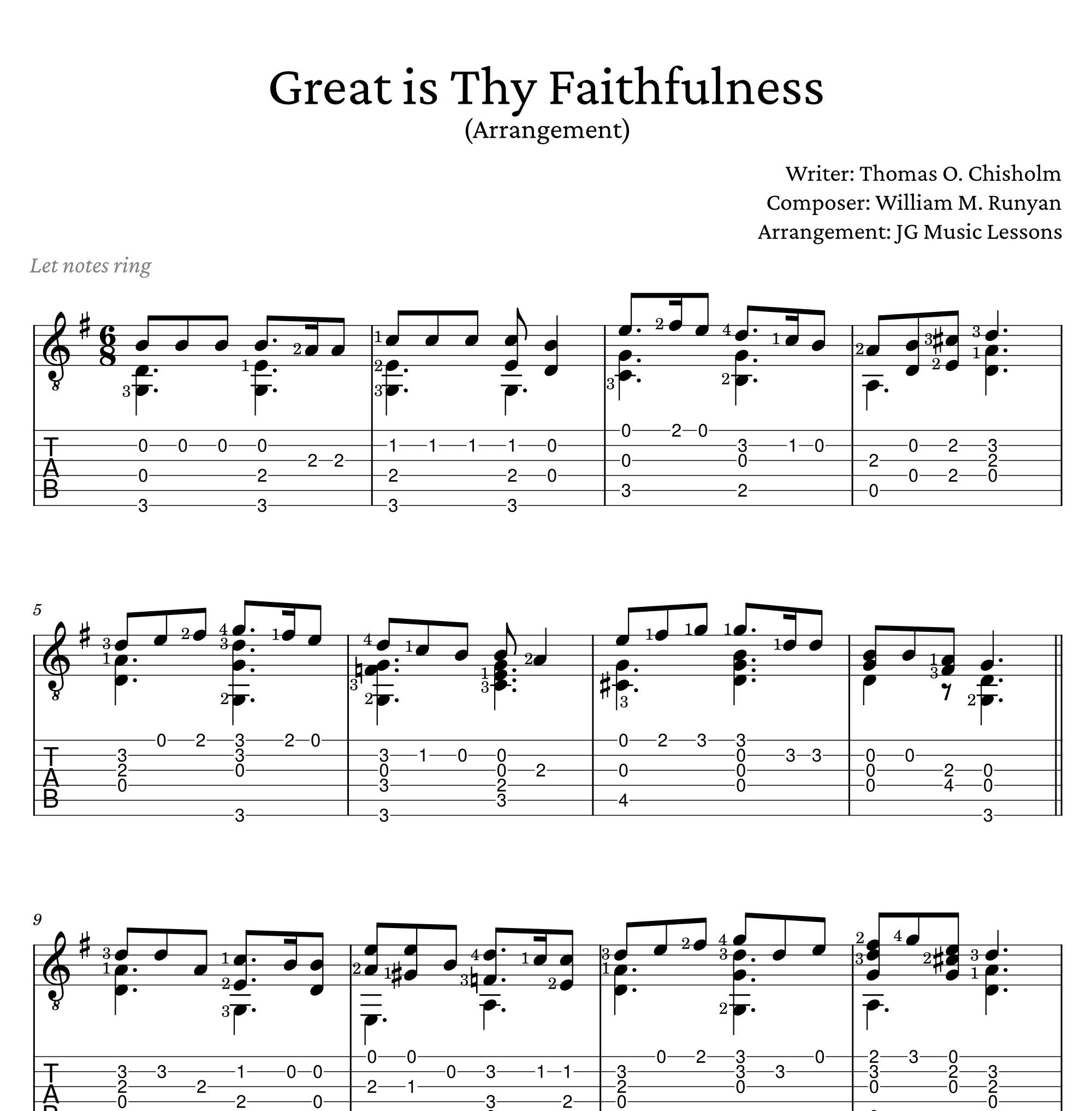 Great is Thy Faithfulness Guitar Sheet Music With Tabs - Chords, Melody, and Arrangement - Etsy