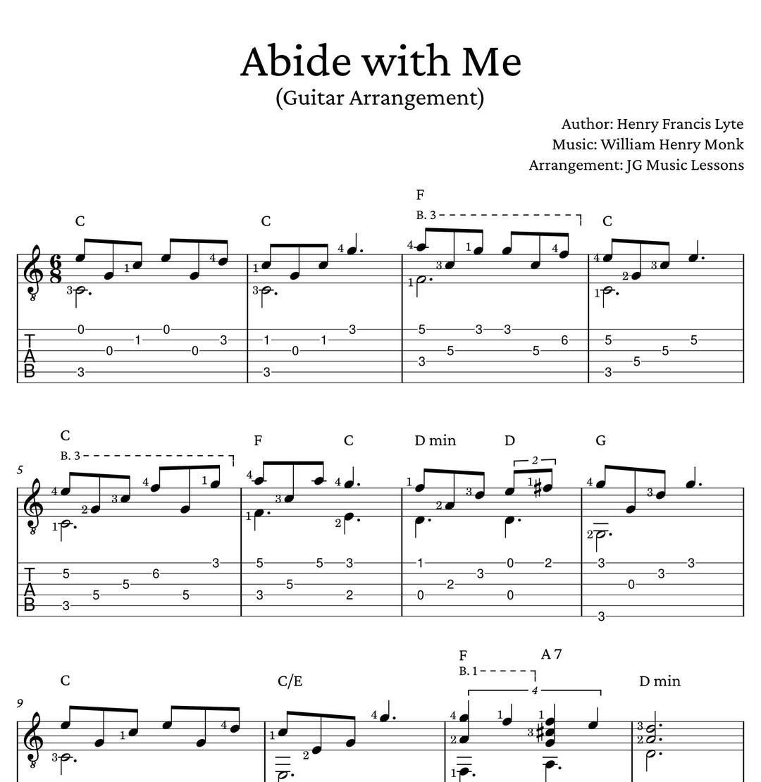 Abide With Me Sheet Music - Guitar Tabs and Chord Charts - Etsy