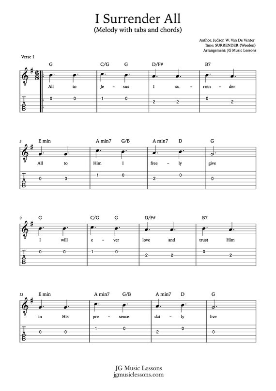 Guitar Chords For I Surrender All