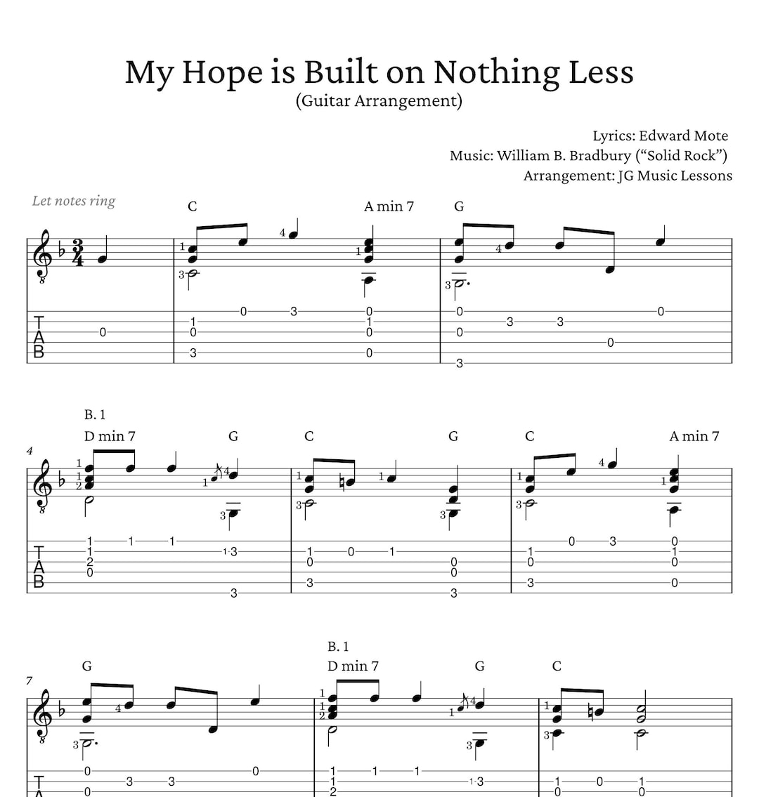 My Hope is Built on Nothing Less - Guitar Tabs & Audio - Etsy