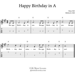 Happy Birthday Guitar Sheet Music With Tabs Chord Charts and Melody in ...